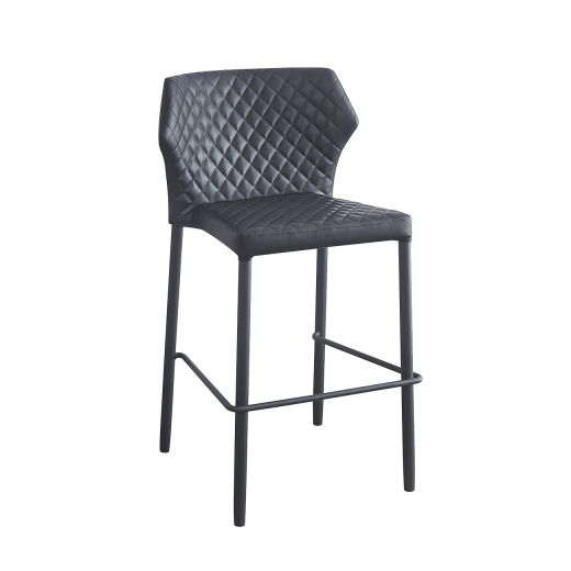 Steel Barstool in Black w/ Diamond Pattern Stitched Vinyl Back & Seat ...