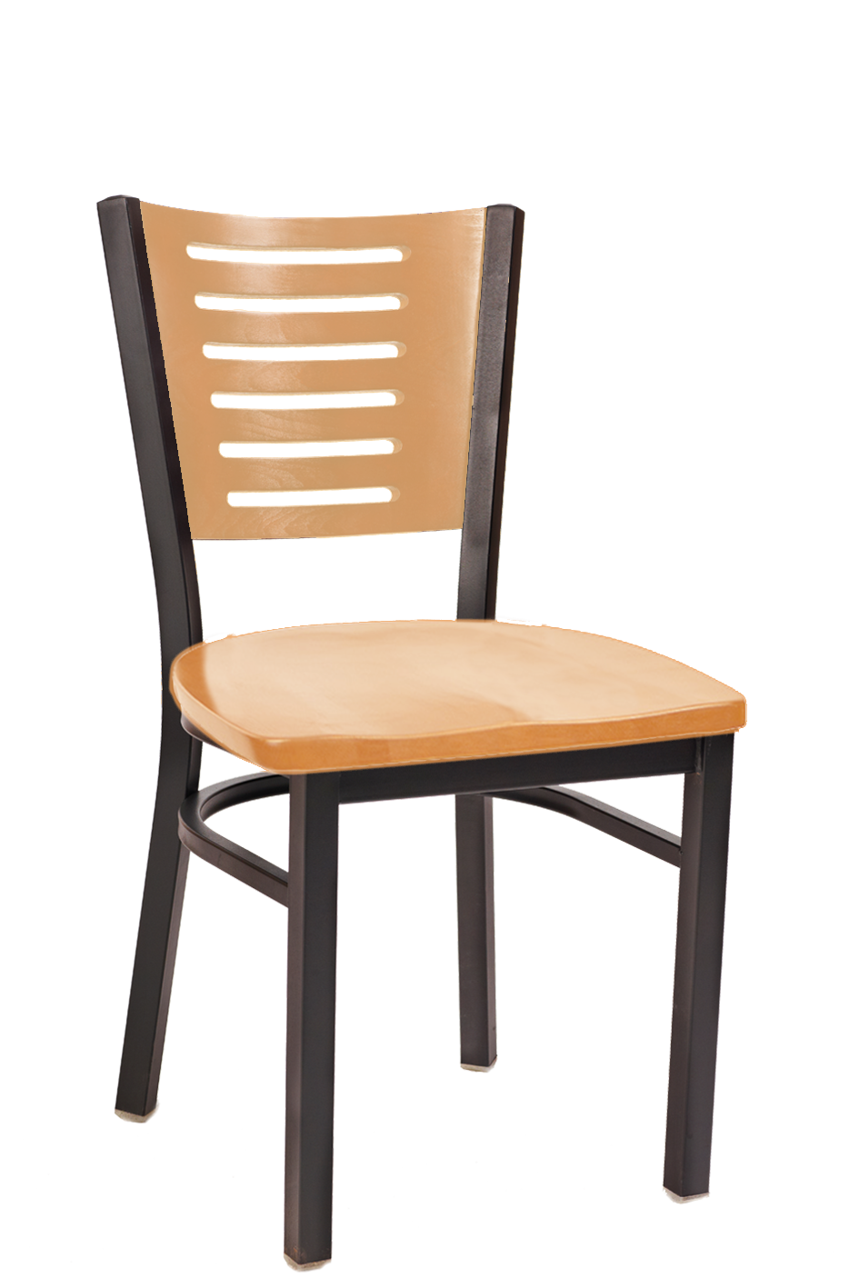 Darby Series Slat Back Wooden Seat Metal Chair w/ Back & Seat in Natural