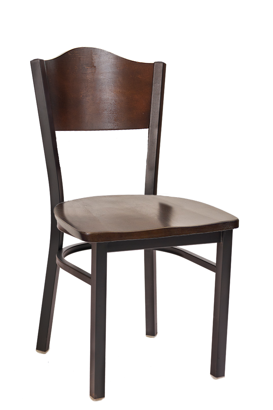 Wave Shape Back & Wooden Seat Metal Chair w/ Walnut Color Seat & Back