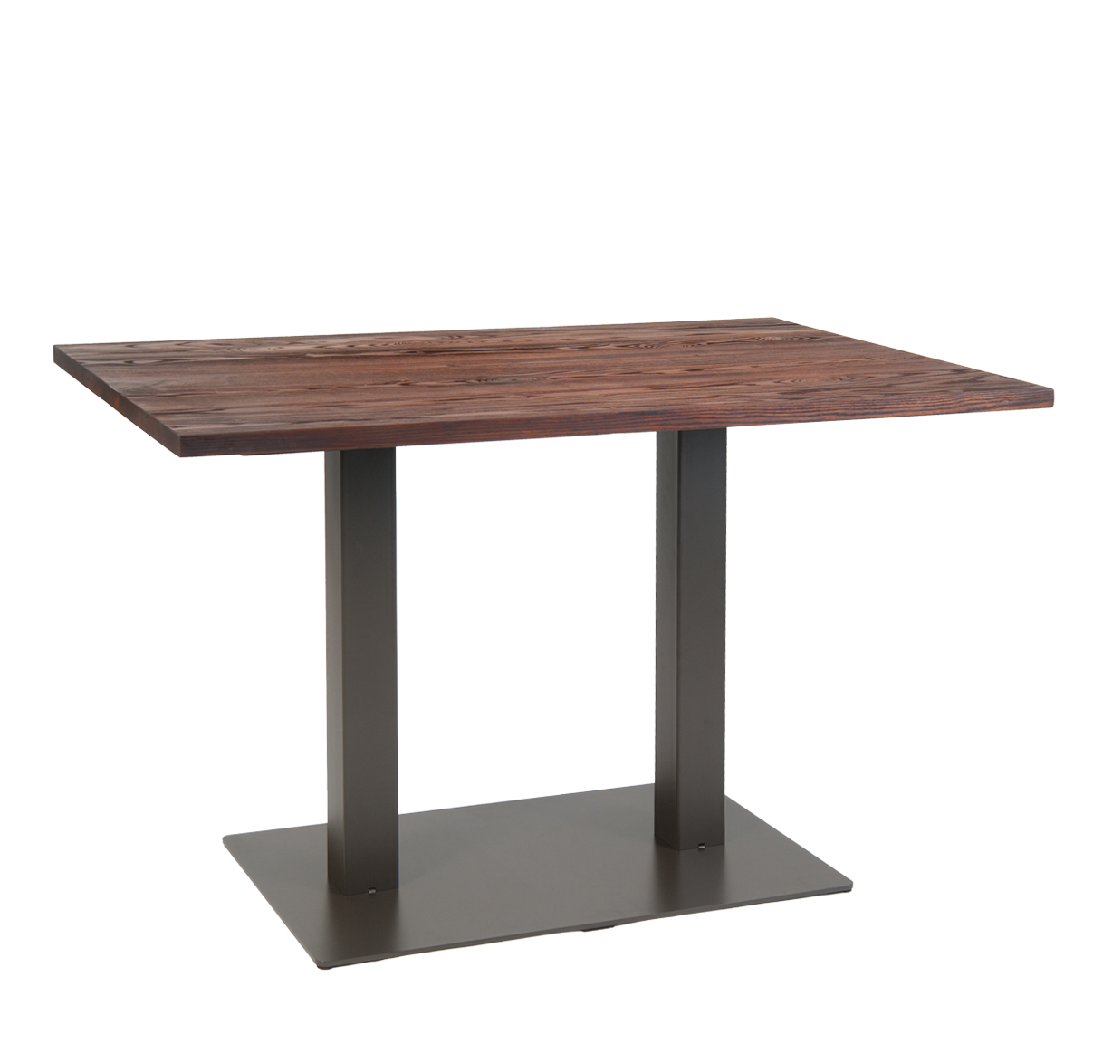 Indoor Table with Dark Gun Color Elmwood Top & Steel Base