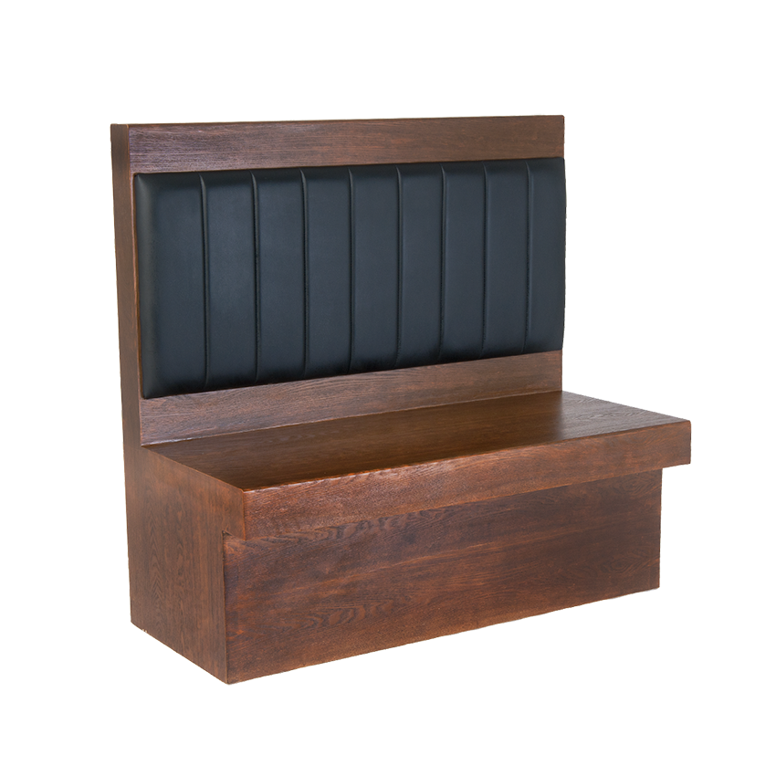 Walnut Finished 9 Channel Back Veneer Wood Single Booth 48"H