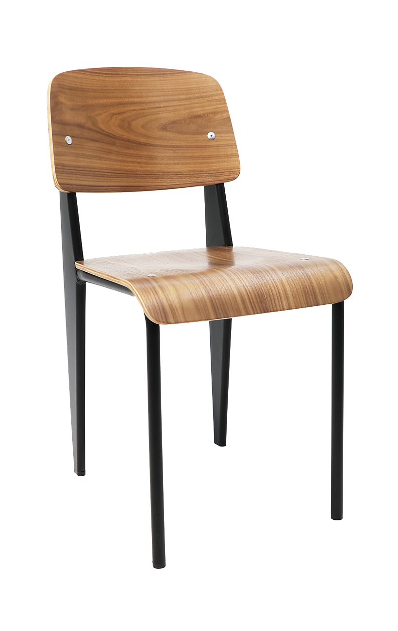 Buy Black Metal Chair w/ Cherry Colored Veneer Back & Seat