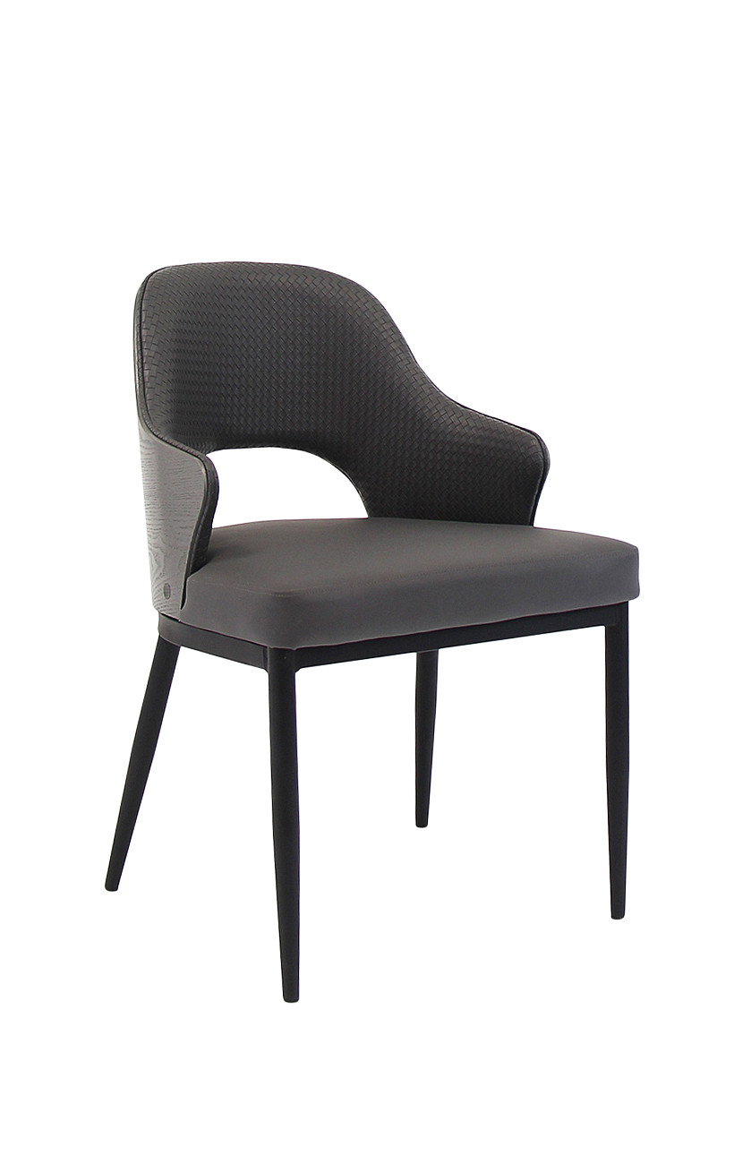 Elegant Indoor Dark Grey Metal Chair with Upholstered Seat and Textured ...