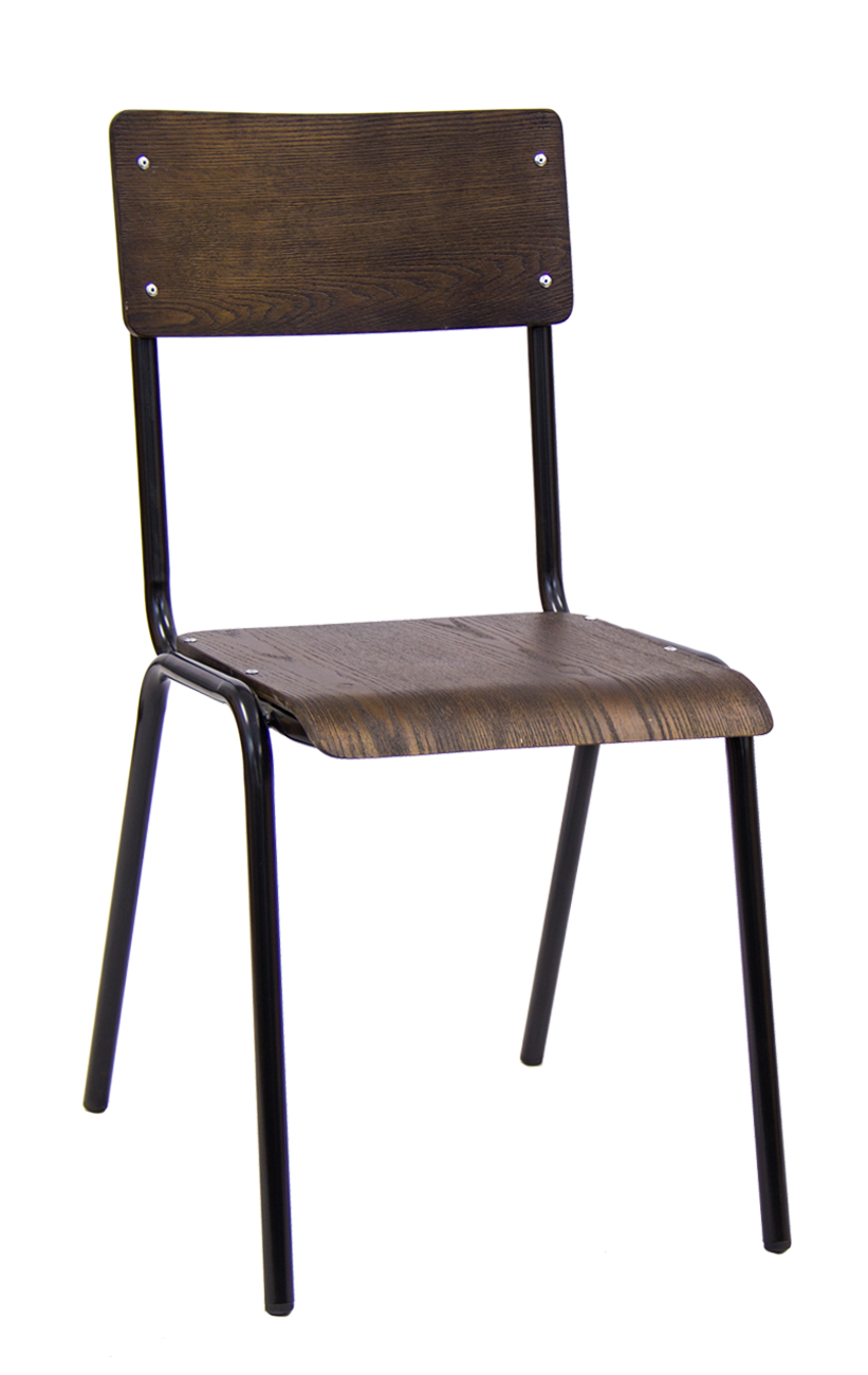 Veneer Back & Seat Black Metal Chair - Industrial Chairs - Restaurant ...
