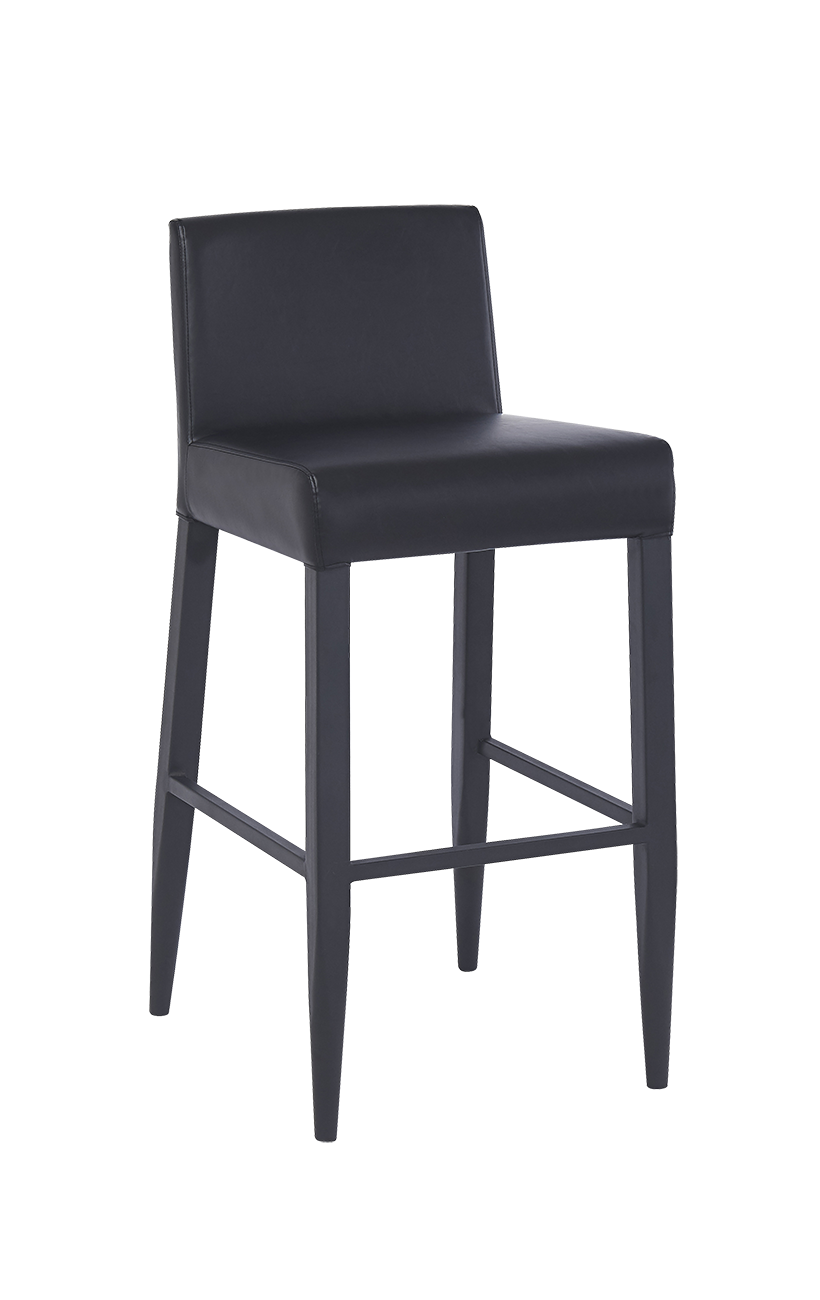 Black Barstool w/ Vinyl Seat & Back & Metal Frame - Restaurant Bar Stools