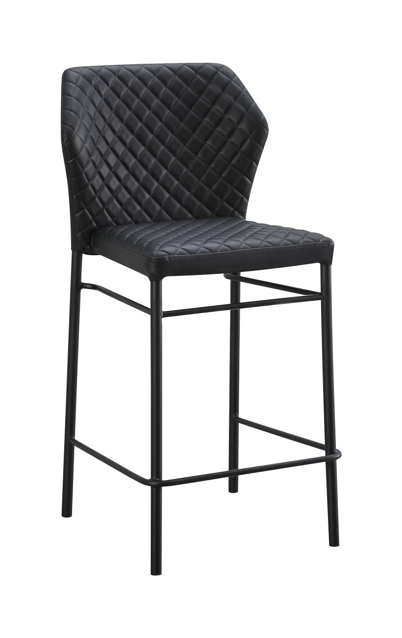 Steel Barstool in Black w/ Diamond Pattern Stitched Vinyl Back & Seat ...