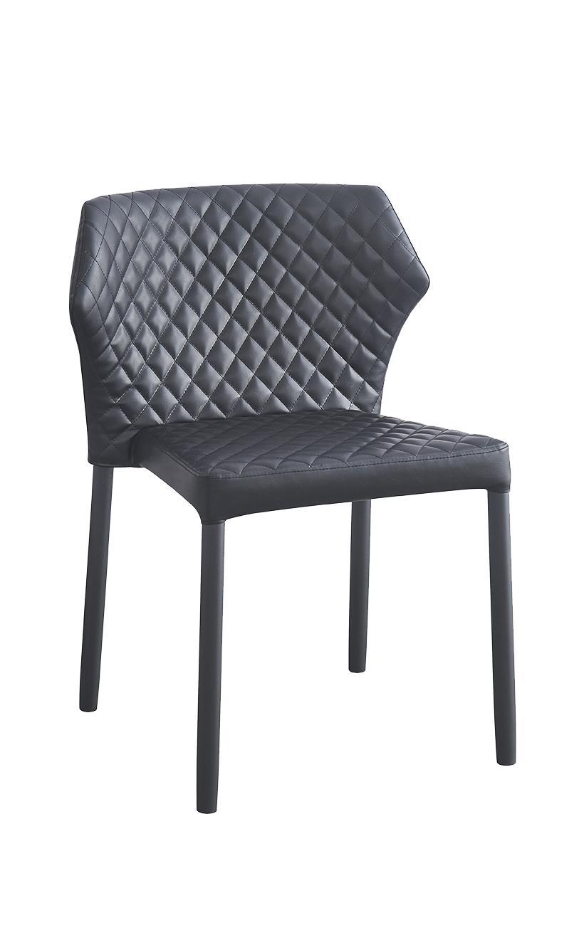 Steel Chair in Black w/ Diamond Pattern Stitched Vinyl Back & Seat