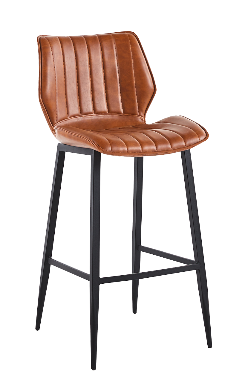Caramel Color Vinyl Seat Indoor Metal Barstool