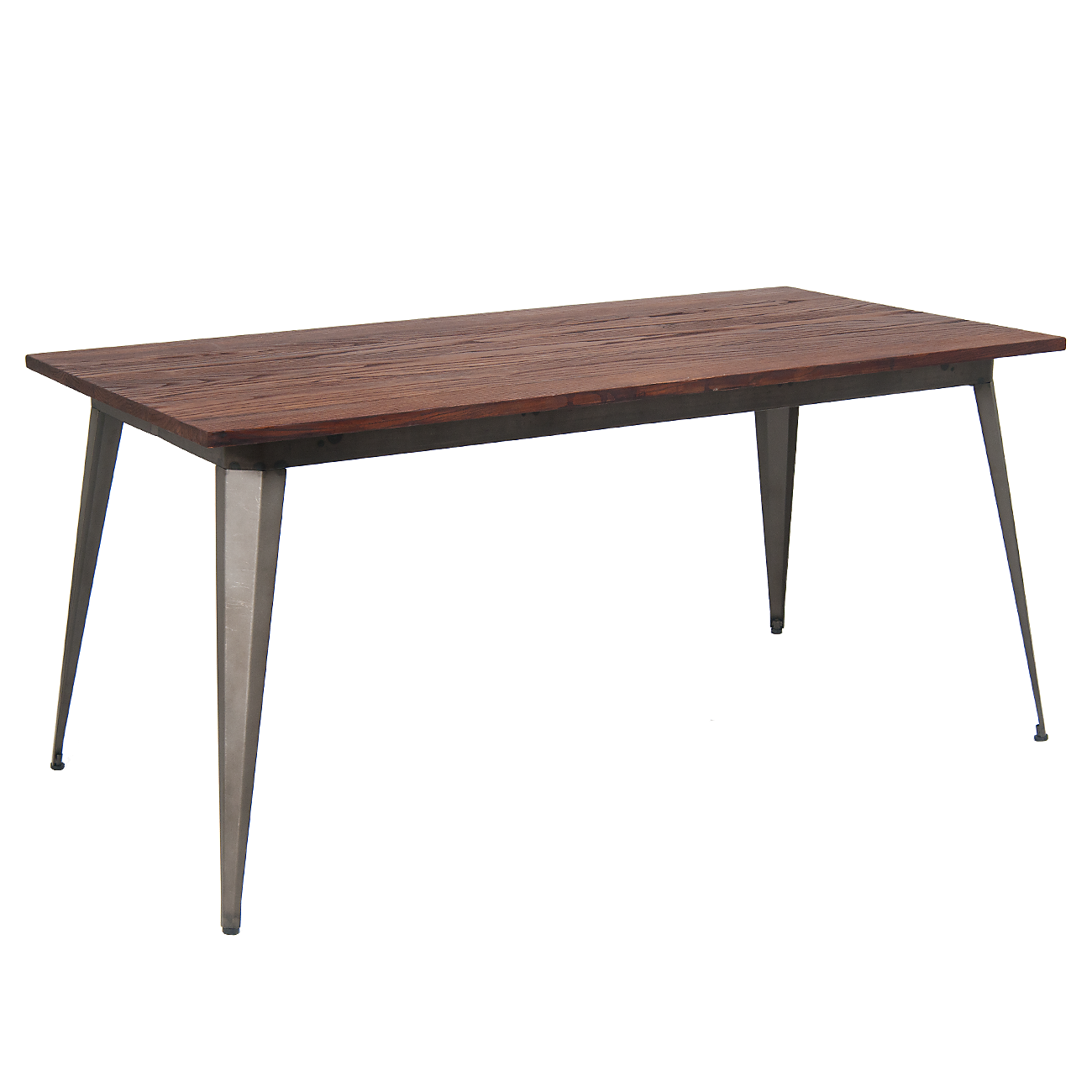 Indoor Walnut Finish Elmwood Top Table w/Steel Base