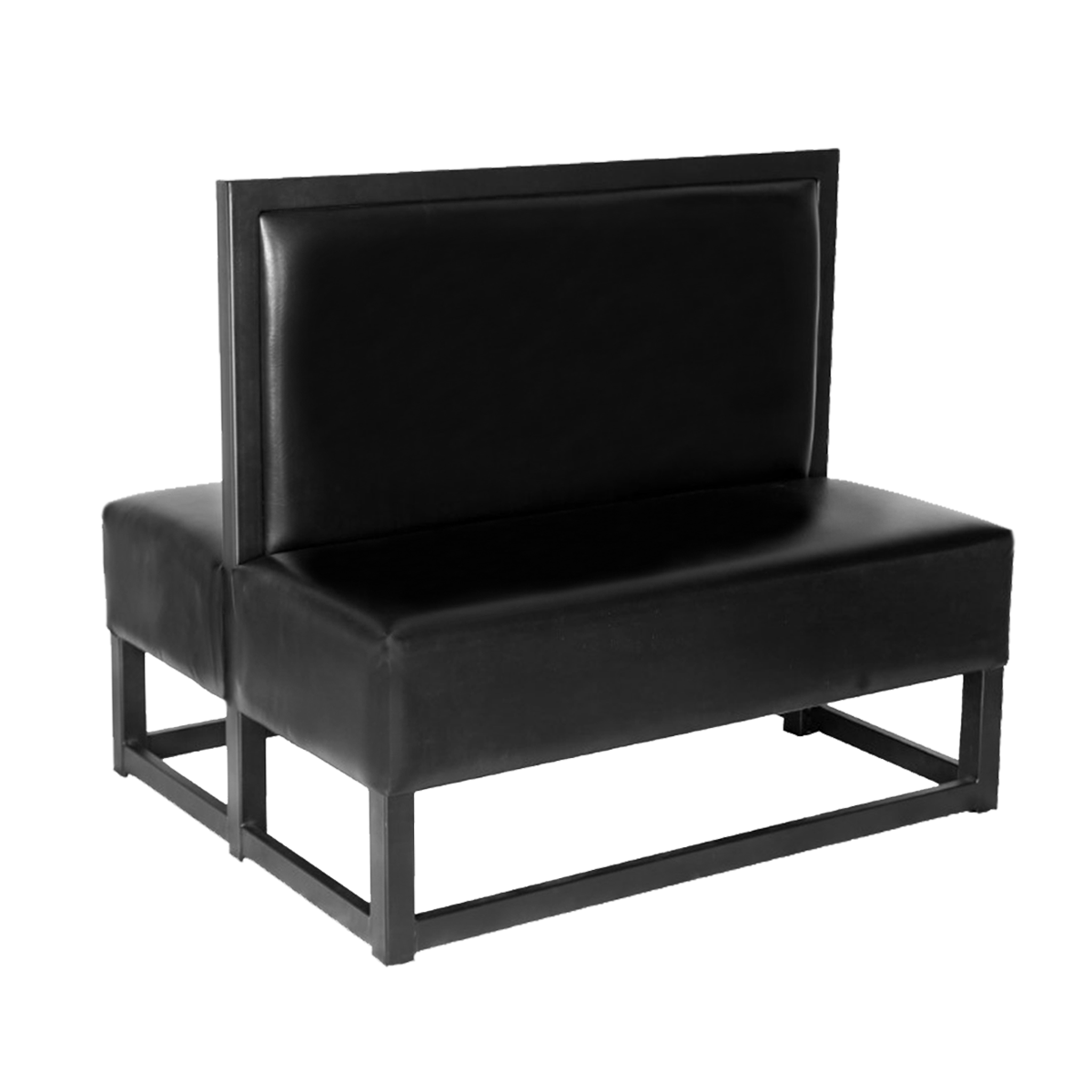 Plain Back Upholstered Double Metal Booth in Black 42"H