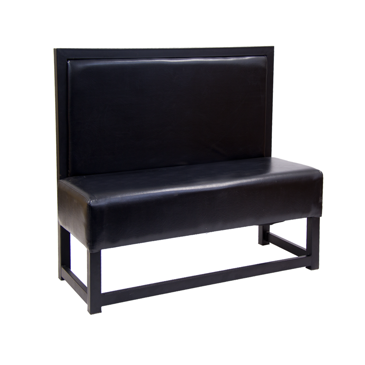 Plain Back Upholstered Single Metal Booth in Black 42"H