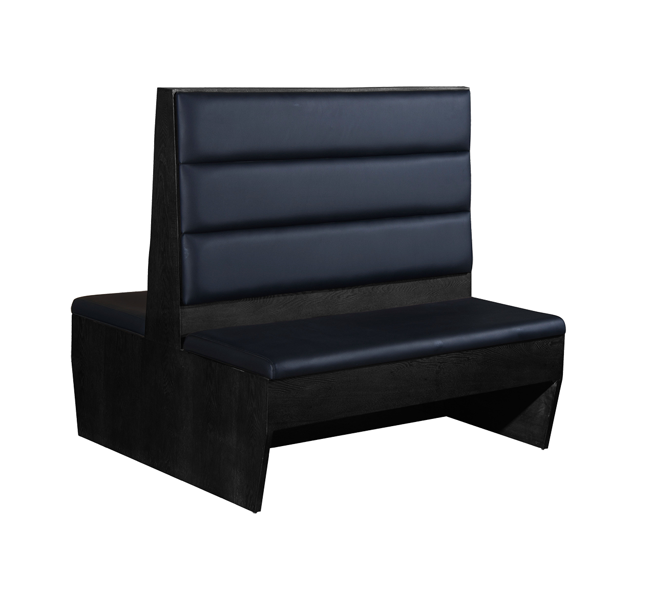 Black Double Booth w/3 Horizontal Channel Back 47"H