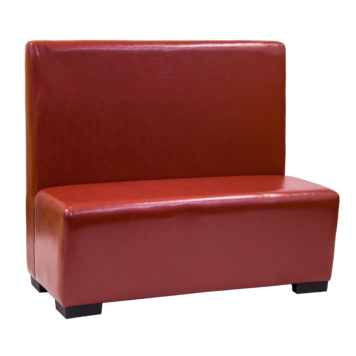 Single Booth in Red w/Plain Upholstered Back 42"H