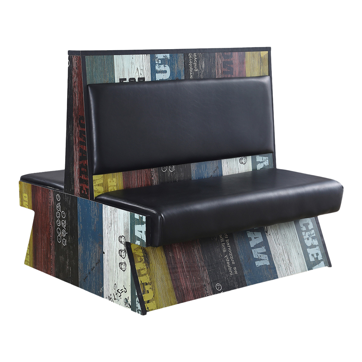 Double Booth with Black Vinyl Back &Seat 46"H