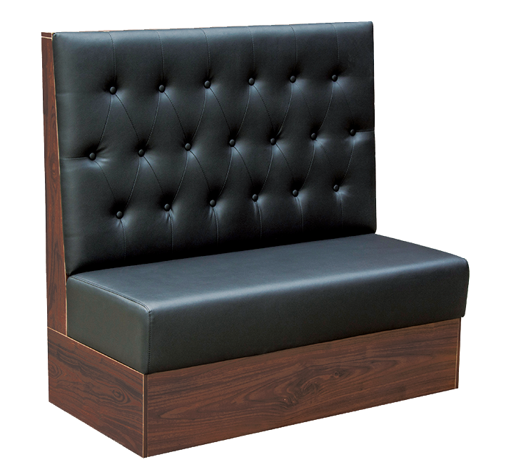 46"H, Black Button Tufted Vinyl Back Melamine Single Booth - Wood ...