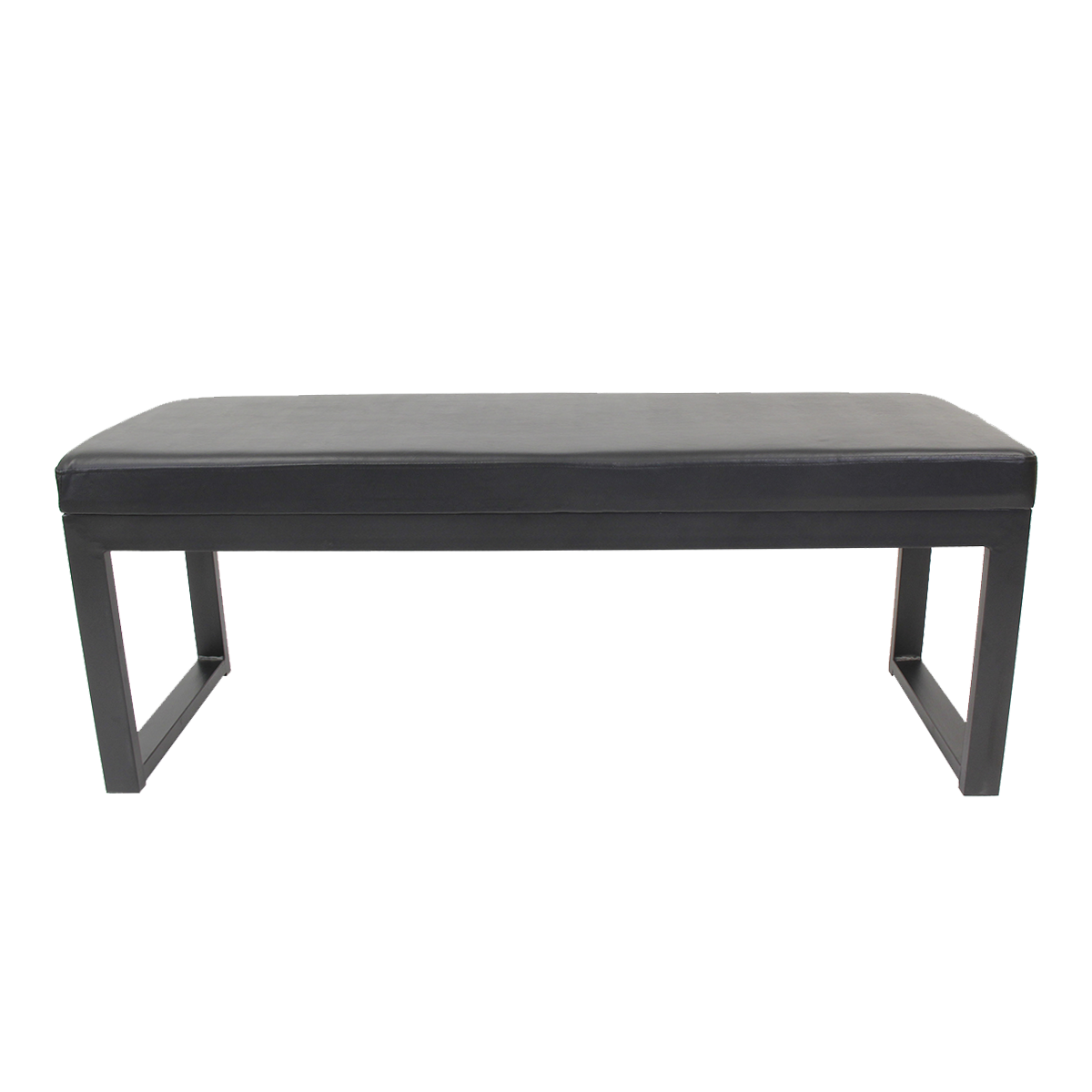 Modern Metal Waiting Bench w/ Padded Vinyl Seat