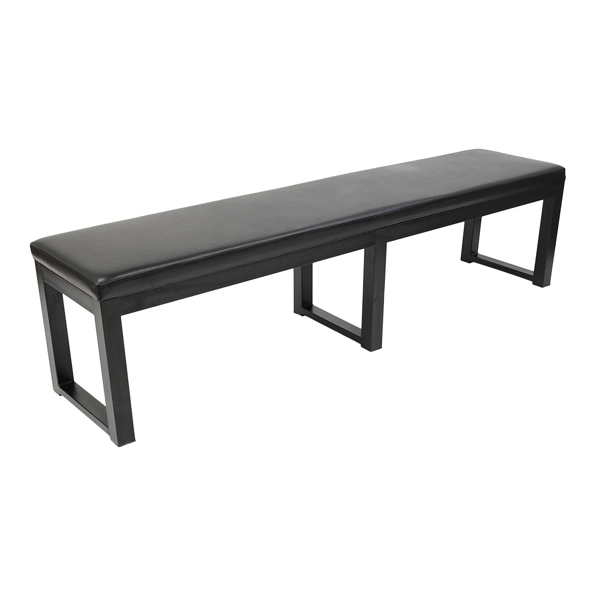 Modern Metal Waiting Bench w/ Padded Vinyl Seat