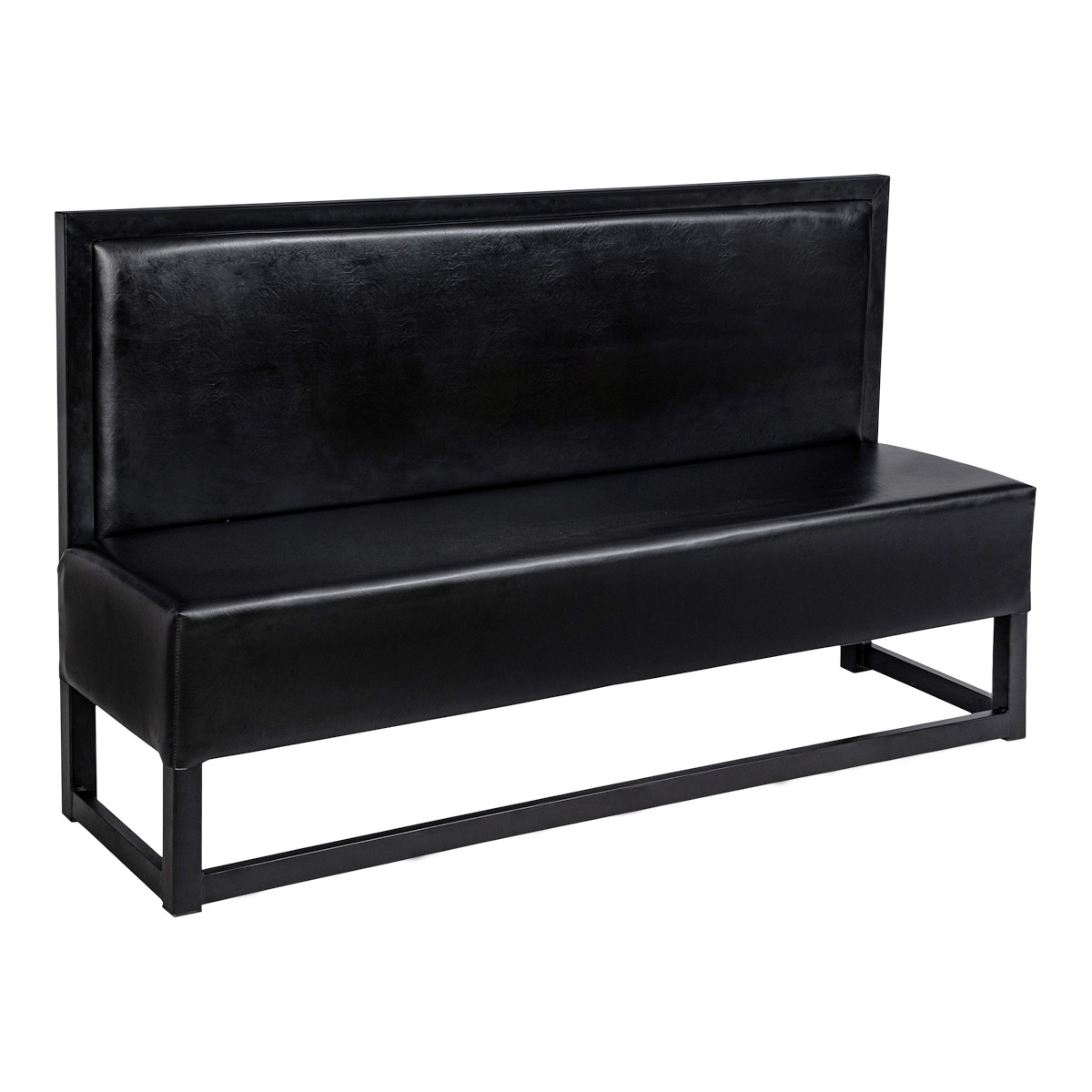 72" L, Black Contemporary Upholstered Metal Dining Booth - Restaurant Booths