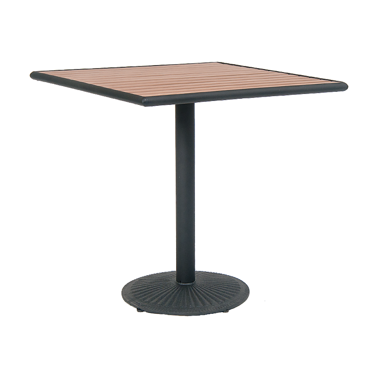 Metal Patio Table with Imitation Teak Slats in Coral 23.5''X 27.5''