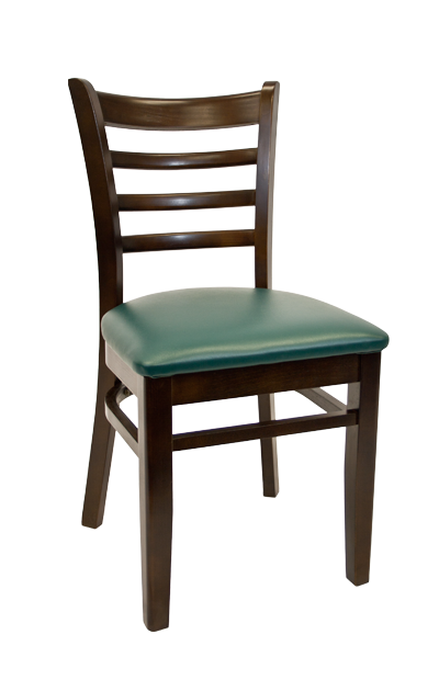 Vinyl Seat Beechwood Ladder Back Chair w/ Walnut Frame