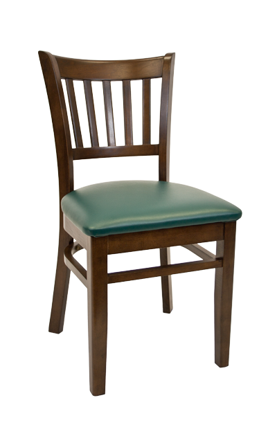 Walnut Frame and Vinyl Seat Beechwood Vertical Slat Side Chair