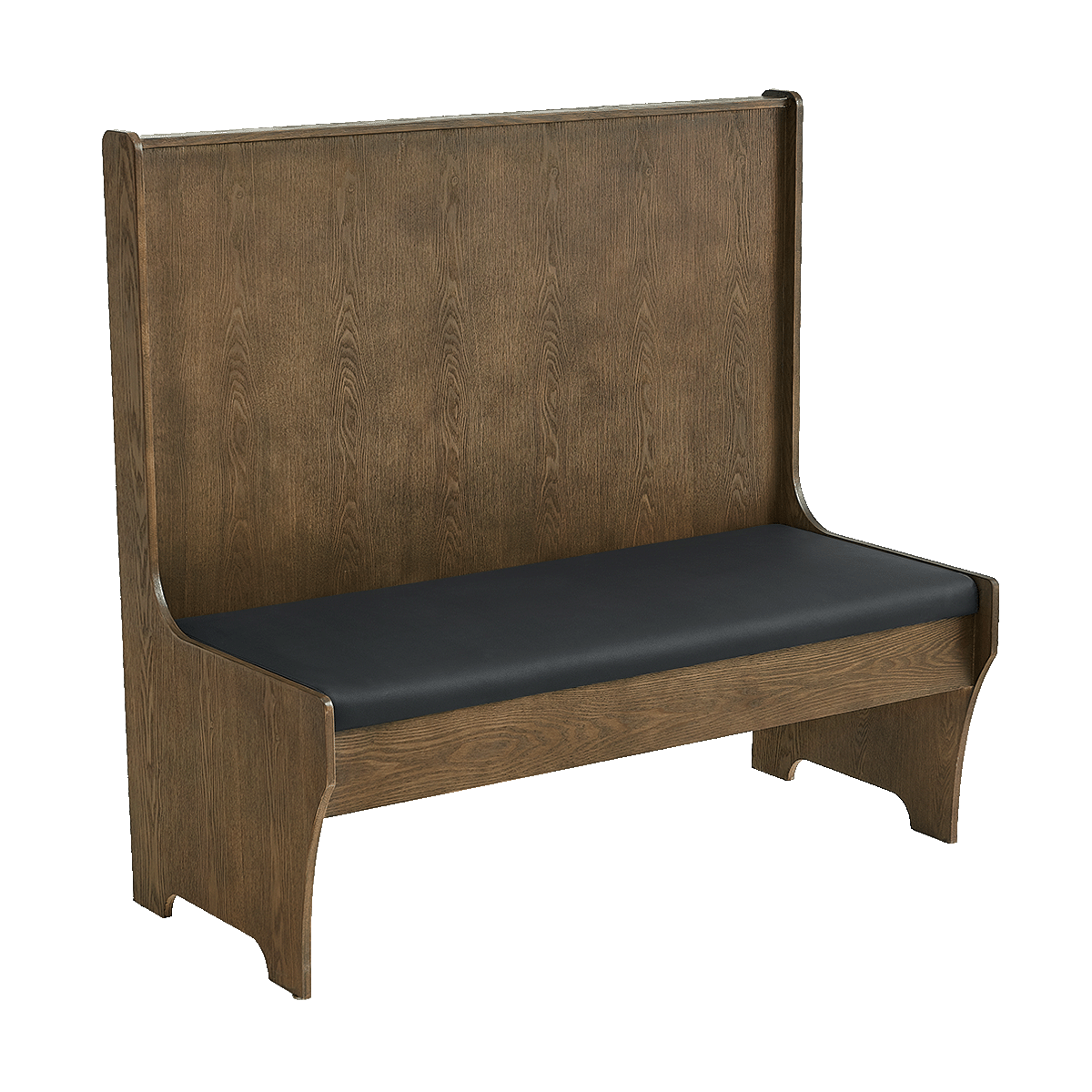 Single Booth w/ Walnut Color Veneer Wood Frame & Black Vinyl Seat ...