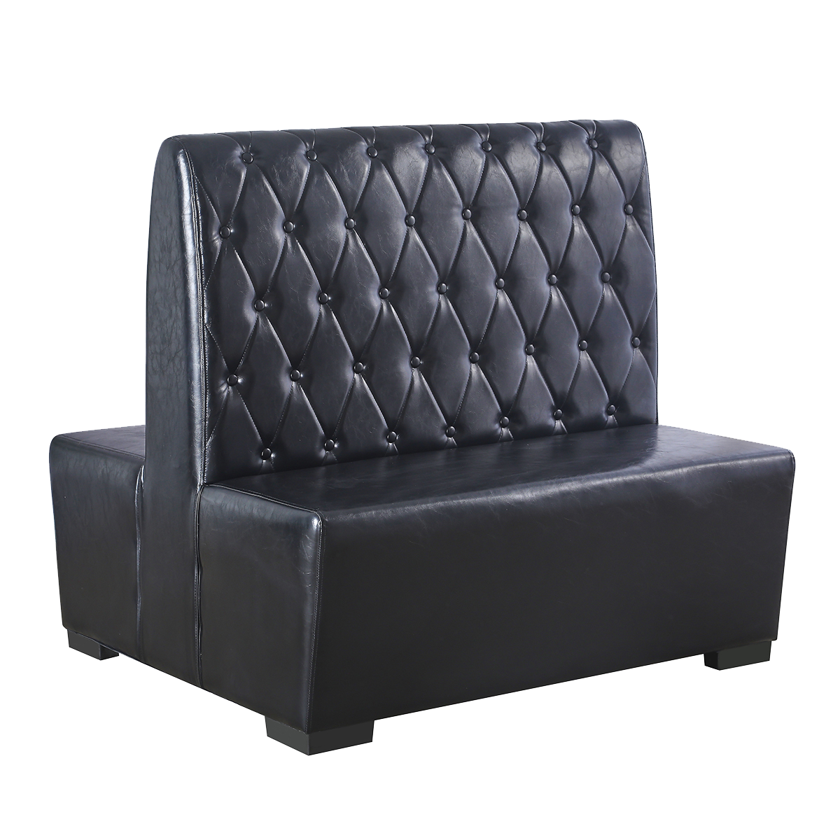 Black Double Upholstered Booth with Diamond Pattern Tufted Vinyl Back