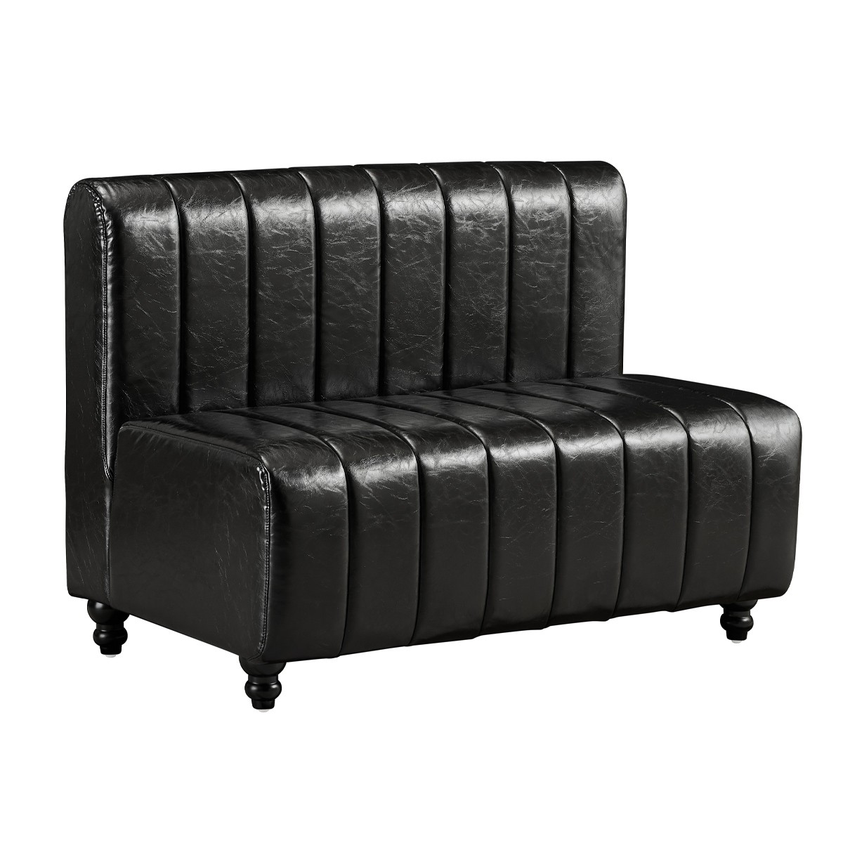 50"L x 32"H Black Single Upholstered Booth with Vertical Channel Back ...