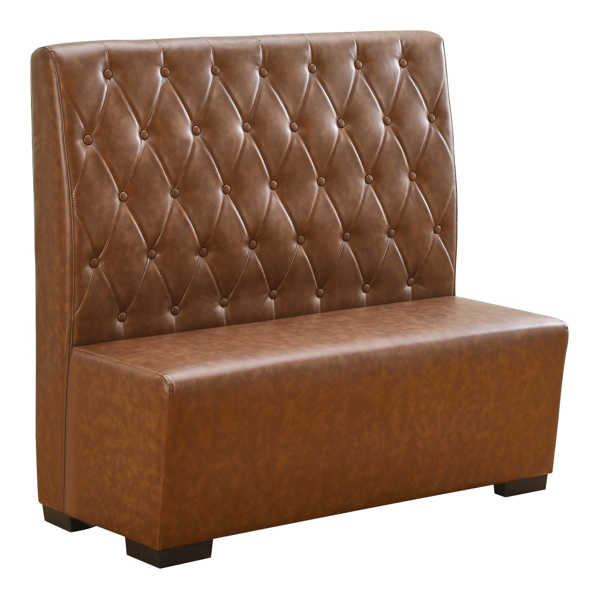 47"L x 44"H Brown Single Upholstered Booth with Diamond Pattern Button ...