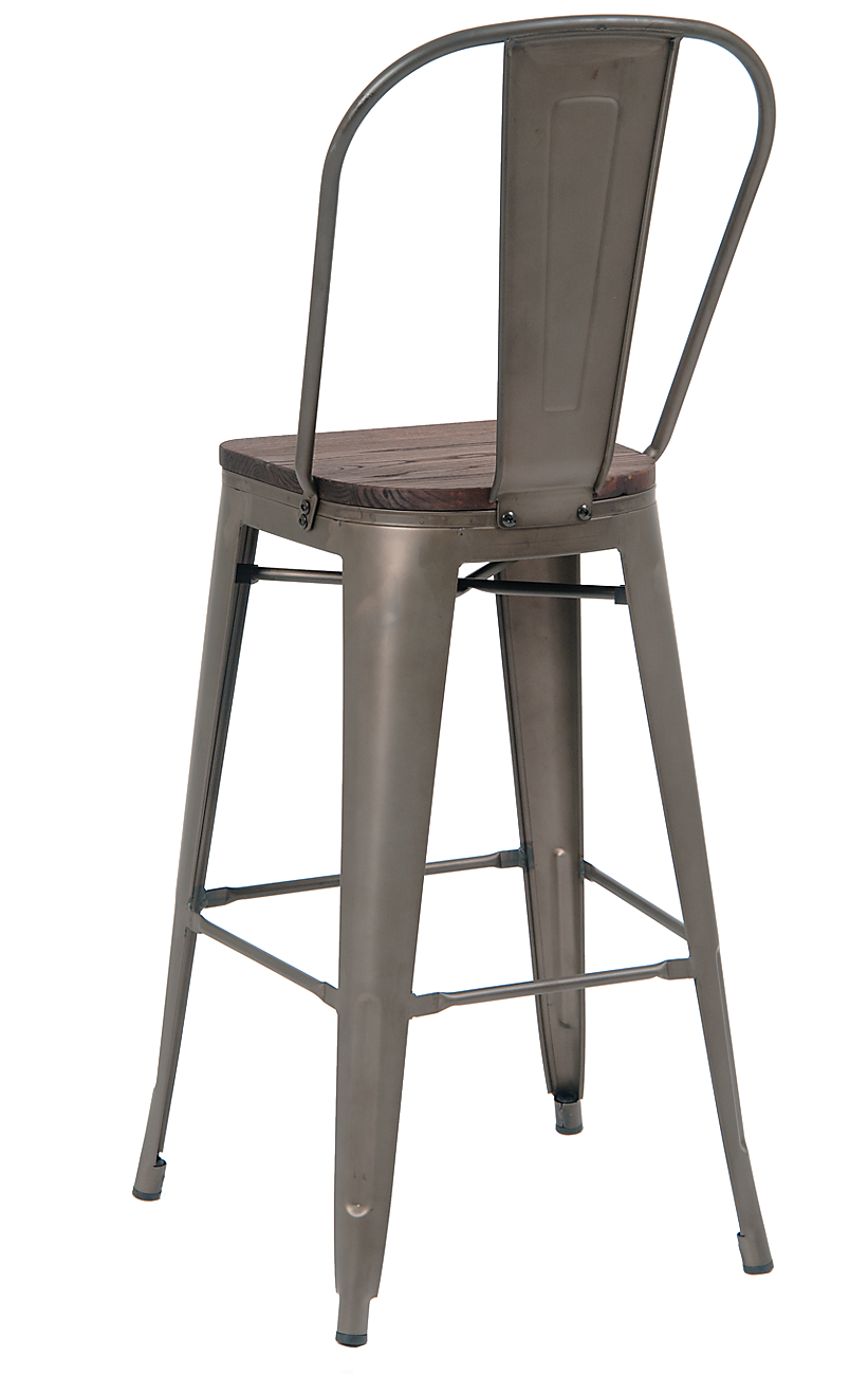 Tolix Metal Barstool w/wood seat
