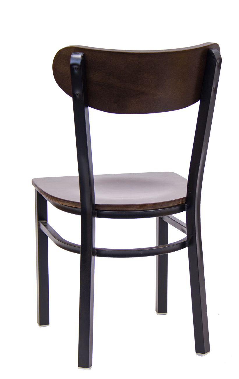 Moon Shape Back Veneer Seat Metal Chair w/ Walnut Color Seat & Back