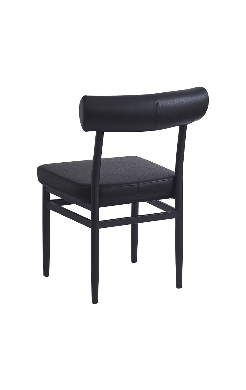 Sleek Indoor Black Metal Chair with Cylindrical Upholstered Backrest ...