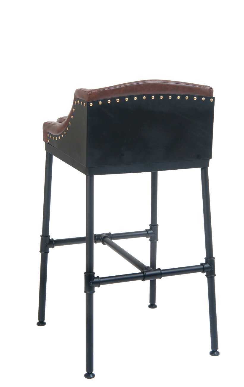 Brown Vinyl Barstool w/Metal Legs & Pipe Footrest