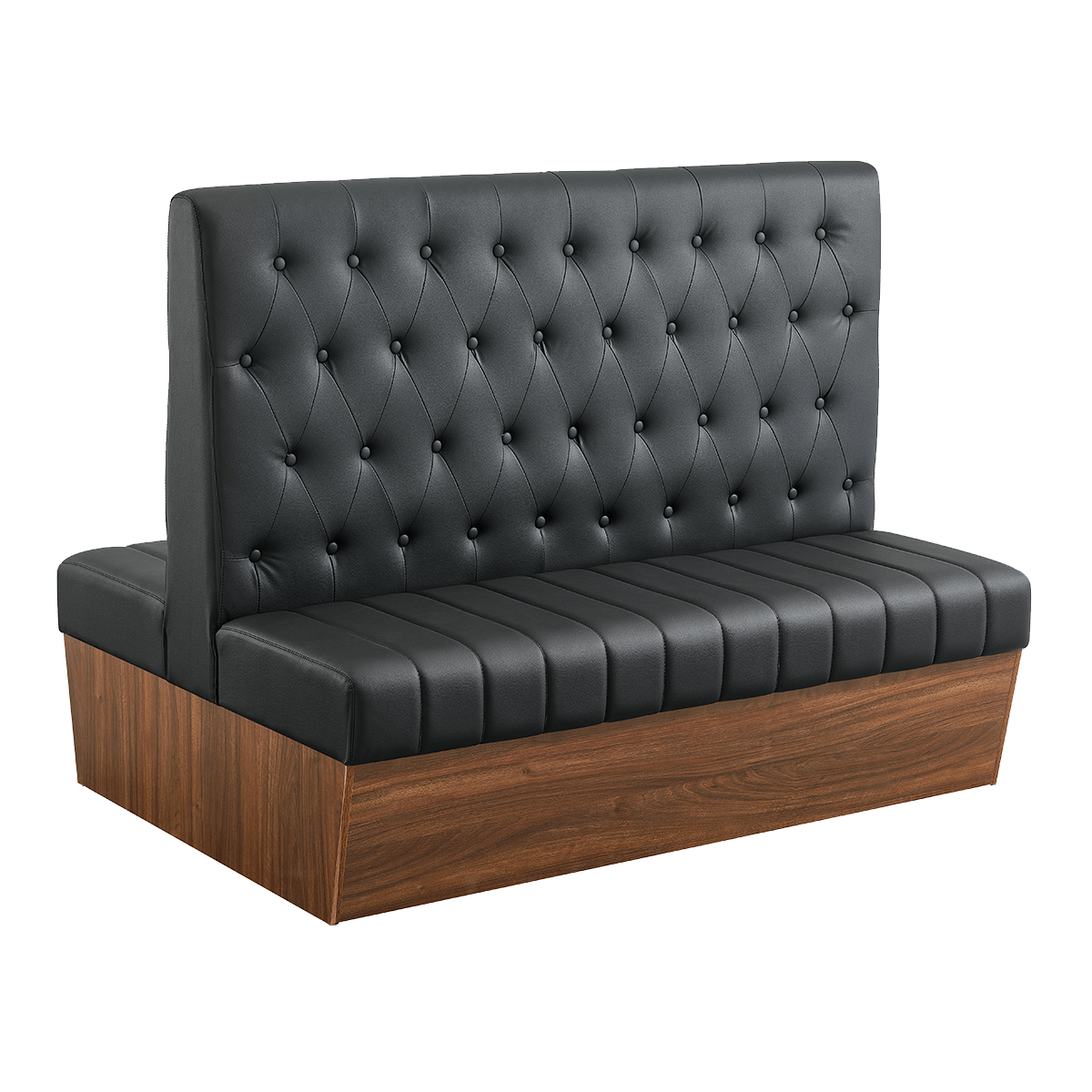 Double Melamine Frame Booth w/ Button Tufted Vinyl Back & Plain Seat in ...