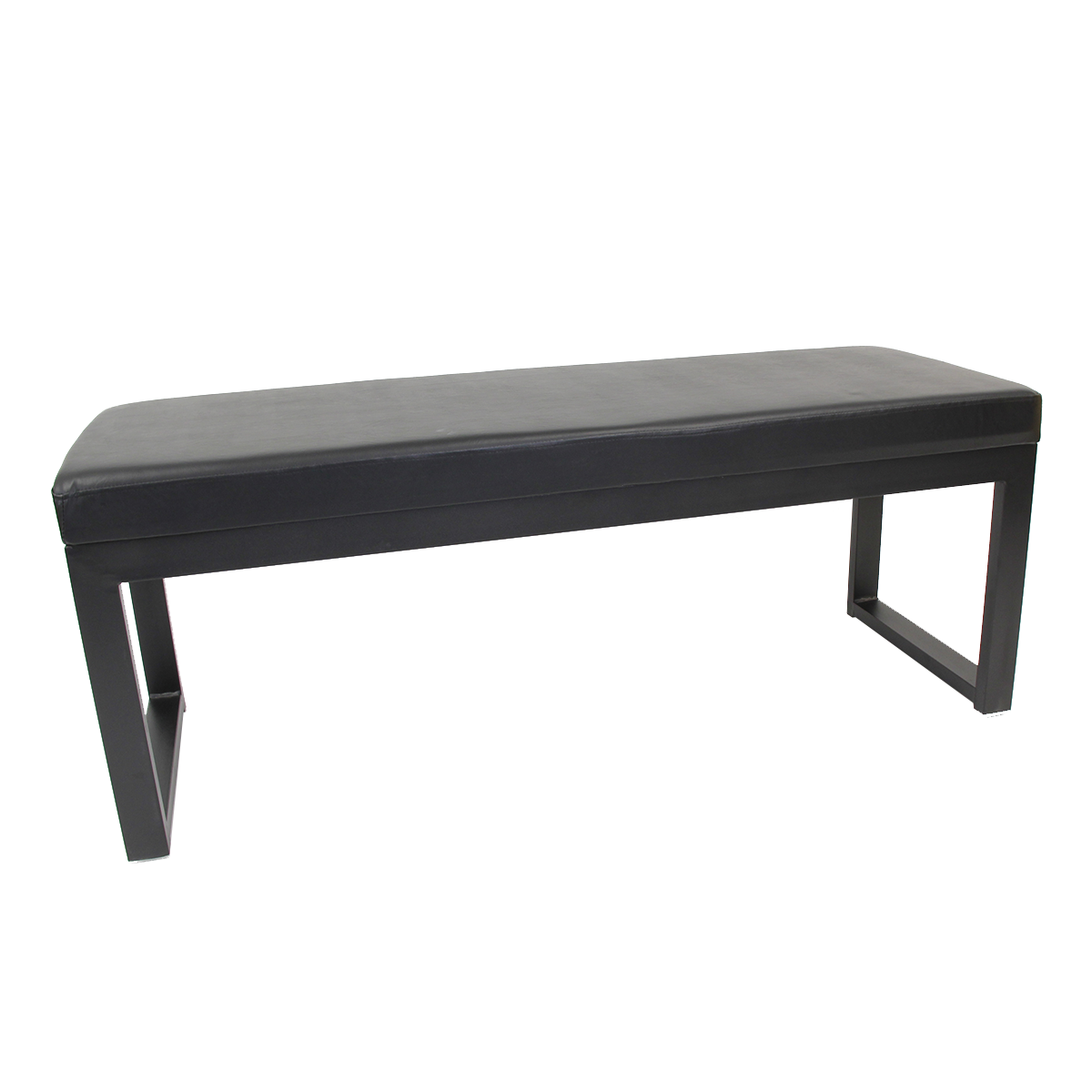 Modern Metal Waiting Bench w/ Padded Vinyl Seat