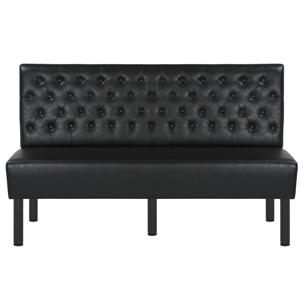 60"L x 36"H Black Single Booth with Upholstered Seat and Back, Tufted ...
