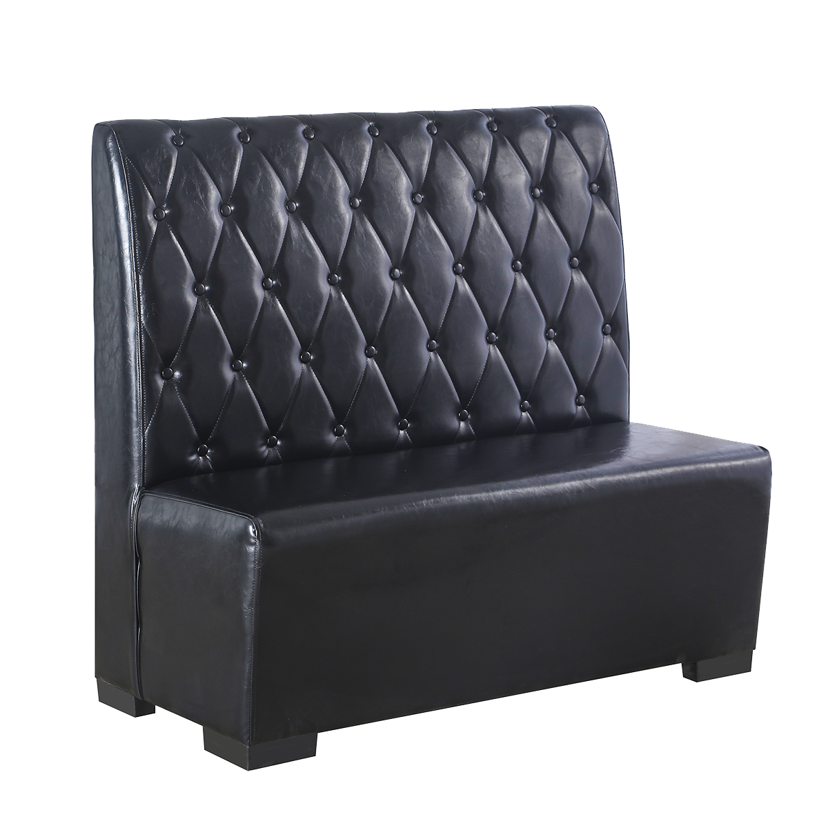 Single Upholstered Booth with Diamond Pattern Tufted Vinyl Back